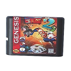 DeVoNe EarthWorm Jim 2 16 Bit MD Game Card For Sega Mega Drive For Genesis (Black)