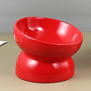 Balacoo Raised Dog Feeder Cat Food Feeder Pet Raised Bowls Ceramic Food Bowl Pet Water Bowl Pet Supplies for Cat Dog (Red, Size L) Raised Dog Feeder Cat Food Feeder