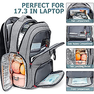 BIKROD Lunch Backpack, Insulated Cooler Lunch Bag Backpack, Large Travel 17.3 Laptop Back Pack Durable Computer College School Bookbag for Women Men for Men Women Work Hiking Picnic