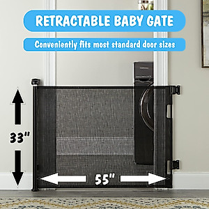 Cumbor 36" Extra Tall, 29.7"- 46" Width Baby Gate for Dogs and Kids & Cumbor 33" Tall, 0"-55" Width Retractable Baby Gate for House, Stairs, Doorways