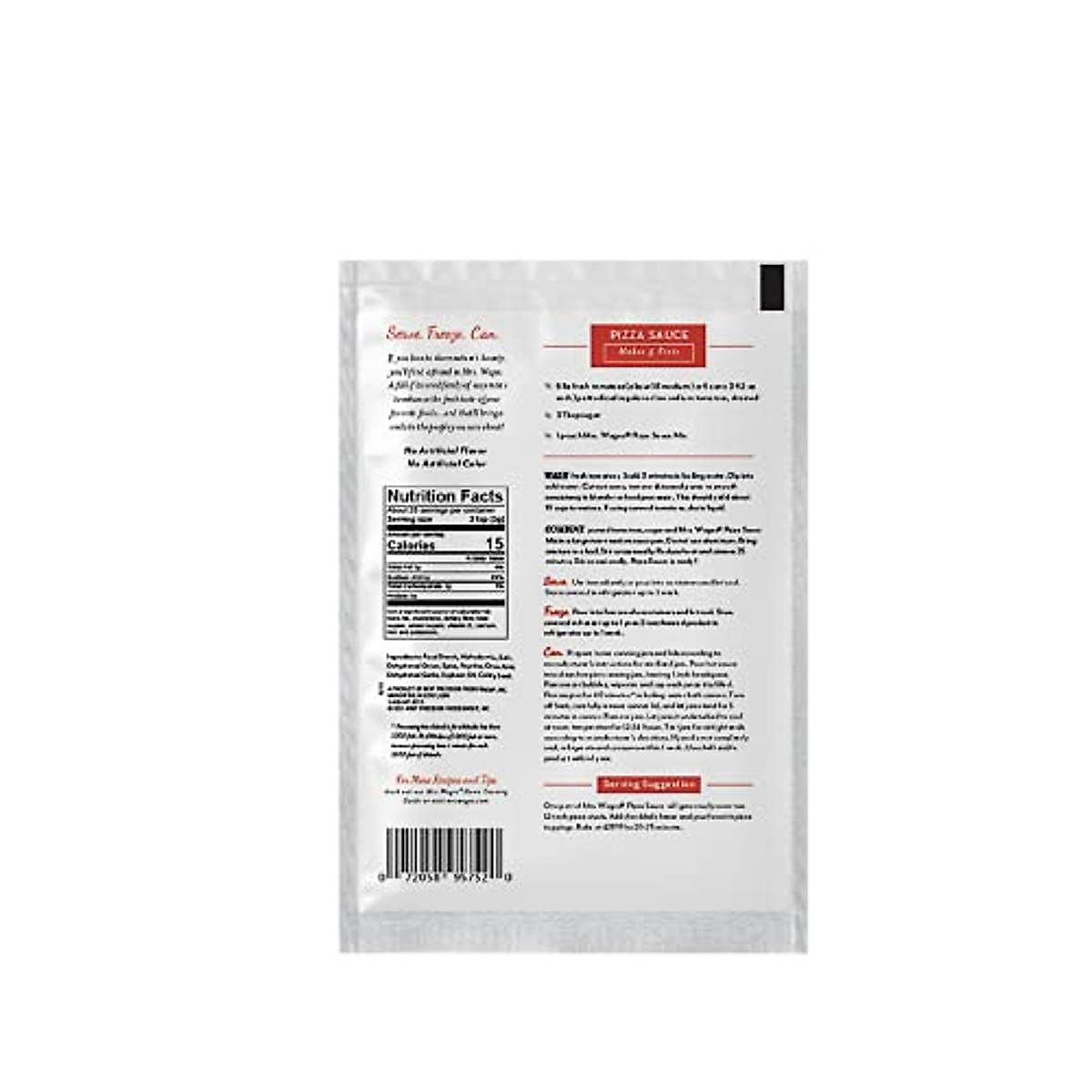 Mrs Wages Pizza Sauce Tomato Seasoning Mix, 5 Oz (Pack of 6)