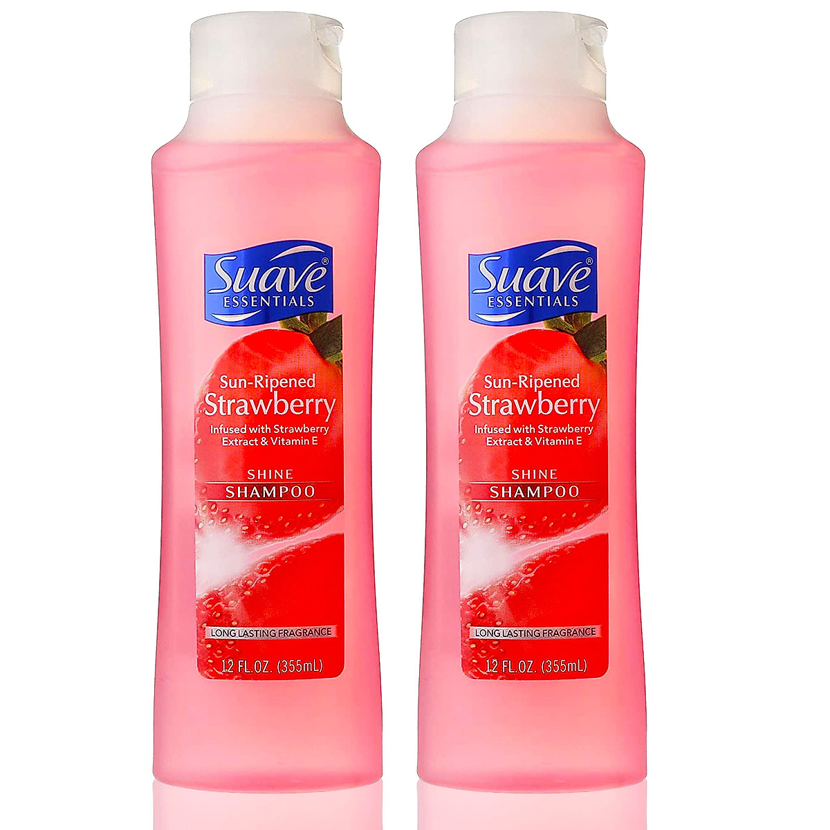 Suave Shampoo, Sun-Ripened Strawberry Family-Size 2-Pack – Energizing Shampoo with Strawberry Extract & Vitamin E, 22.5 Oz Ea