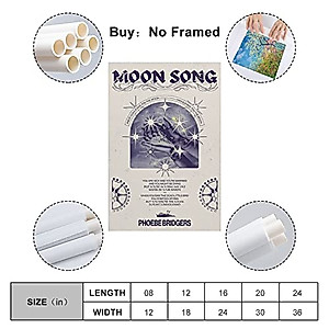 KUAILI Phoebe Bridgers Poster Moon Song Album Music Poster Aesthetic Decor Canvas Art Wall hanging Living Room Dorm Gift 12x18inch(30x45cm)