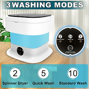 Portable Washing Machine, 13L Mini Foldable Small Washer with Spin Dry, 2 in 1 Portable Washing Machine Lavadora Deep Cleaning for Baby Clothes, Socks Apartments Dorm RV Camping Travel, Blue
