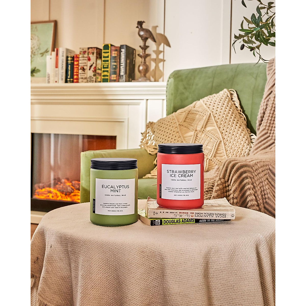 M&SENSE Eucalyptus & Mint Candles for Home Scented, 19.4oz 110 Hours Burn Soy Aromatherapy Candle Gift for Stress Relief, Meditation, Yoga, Relaxing SPA, Natural Jar Candles for Men and Women