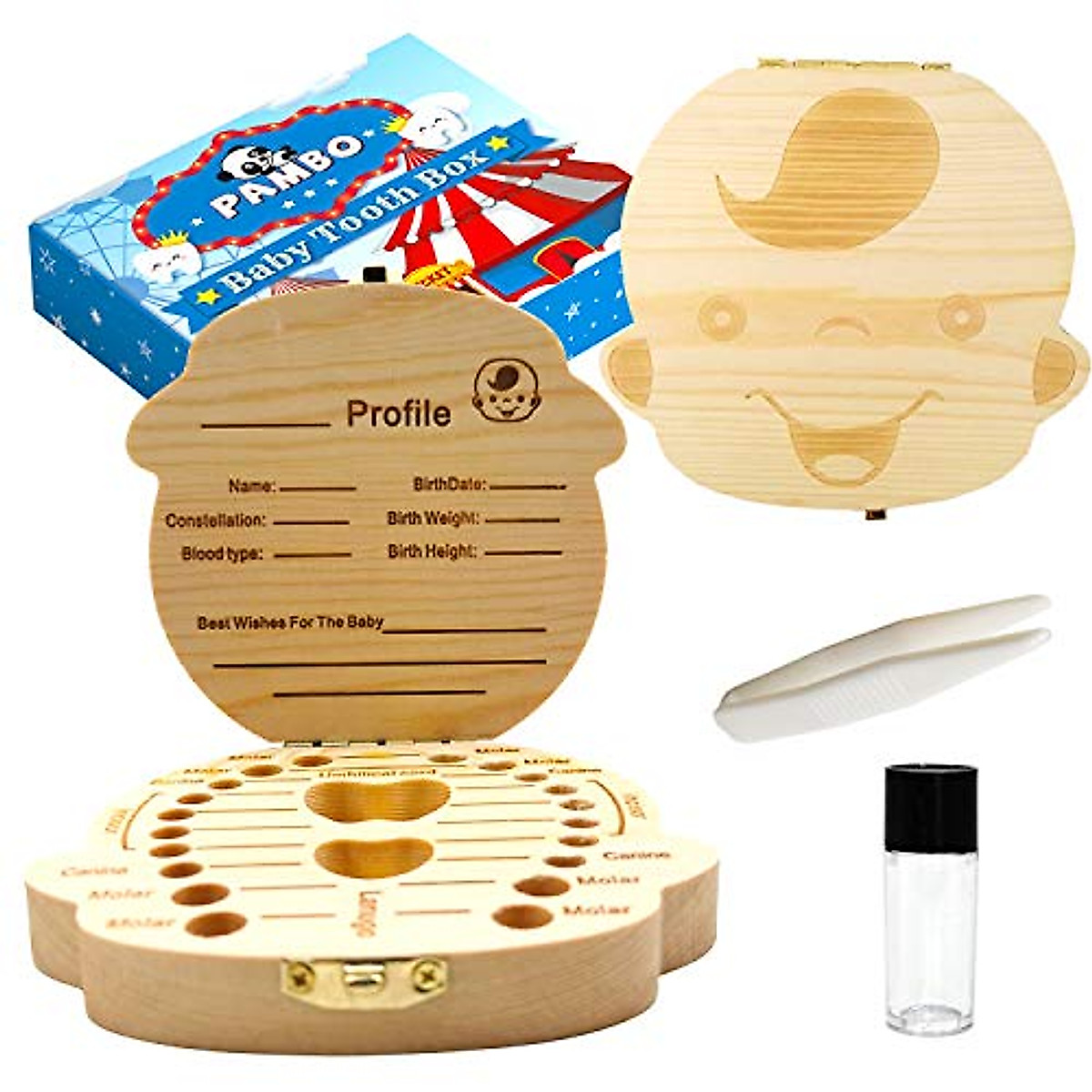 PAMBO Baby Tooth Fairy Box Keepsake For Lost Tooth Boys| Tooth Holder for Kids | Baby Shower & Birthday Gift