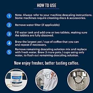 Essential Values Coffee Cleaner Descaling Tablets - 12 Count Descaler Coffee Machine - For Jura, Miele, Bosch, Tassimo Espresso Machines and Miele Steam Ovens