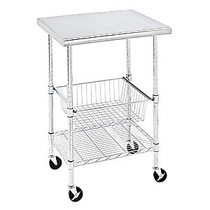 AmazonCommercial Heavy-Duty Stainless Steel Top Work Table, NSF Certified, 24" W x 20" D x 36" H