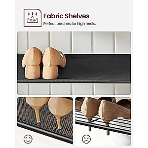 VASAGLE Hall Tree with Bench and Shoe Storage, Entryway Bench with Coat Rack Stand and Shoe Rack, 9 Removable Hooks, Top Bar, Fabric Shelves, Industrial, Rustic Brown and Black UHSR411B01