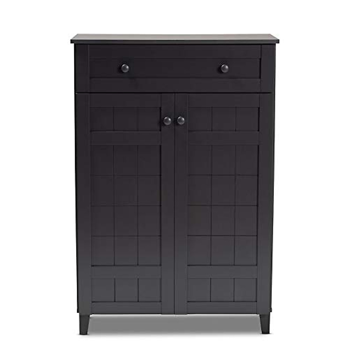 BOWERY HILL Wood 5-Shelf and Drawer Shoe Cabinet in Dark Gray