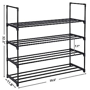 IMVELY 4-Tier Shoe Rack Organizer,16-24 Pairs Metal Shoe Rack for Closet,Shoe Stand,Shoe Shelf,Show Rack,Shoe Storage Cabinet for Entryway Bedroom Living Room Office,Black