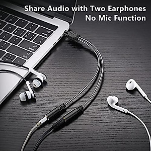 MillSO Headphone Splitter, Male to 2 Female 3.5 mm Splitter TRS Stereo 3.5mm Audio Splitter Jack Headphones Adapter for Dual Headphones/Speakers to Smartphone, Mp3, Laptop, Tablet, PC - 8inch Black