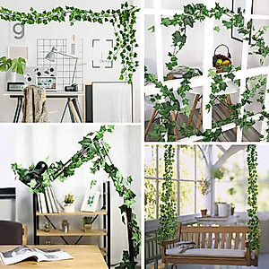 ZWYOQI 168 feet Artificial Vines Greenery Garland Fake Hanging Leaves Faux Foliage Plants for Wedding Party Garden Home Kitchen Office Wall Decorations (Watermelon/24 Strands)