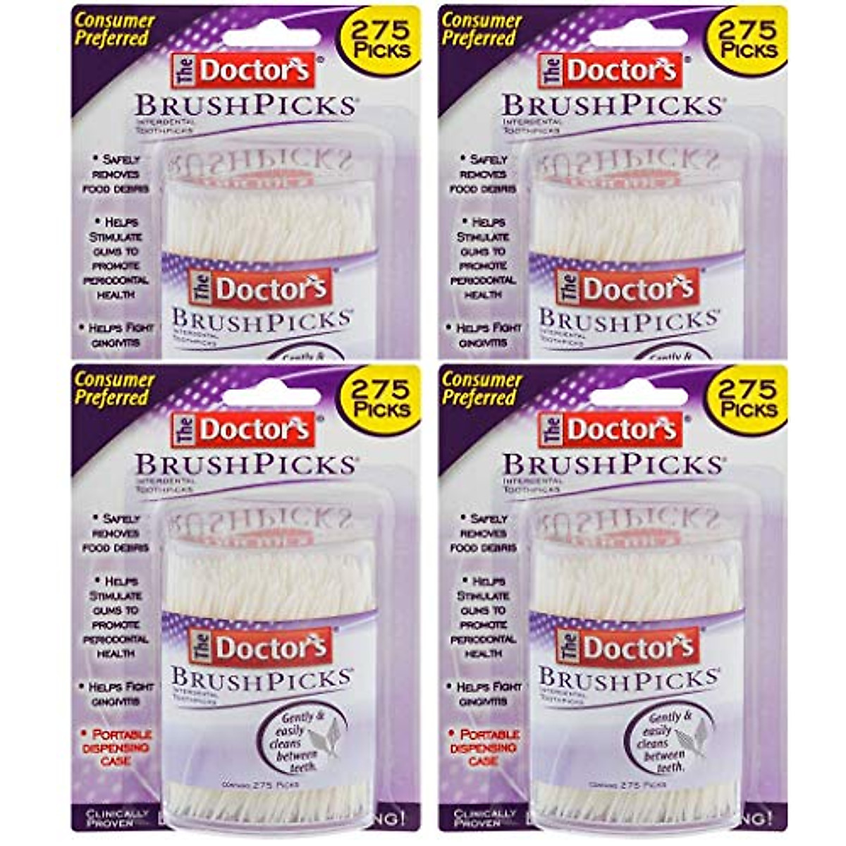 The Doctor's BrushPicks Interdental Toothpicks, 275 Count (Pack of 4)