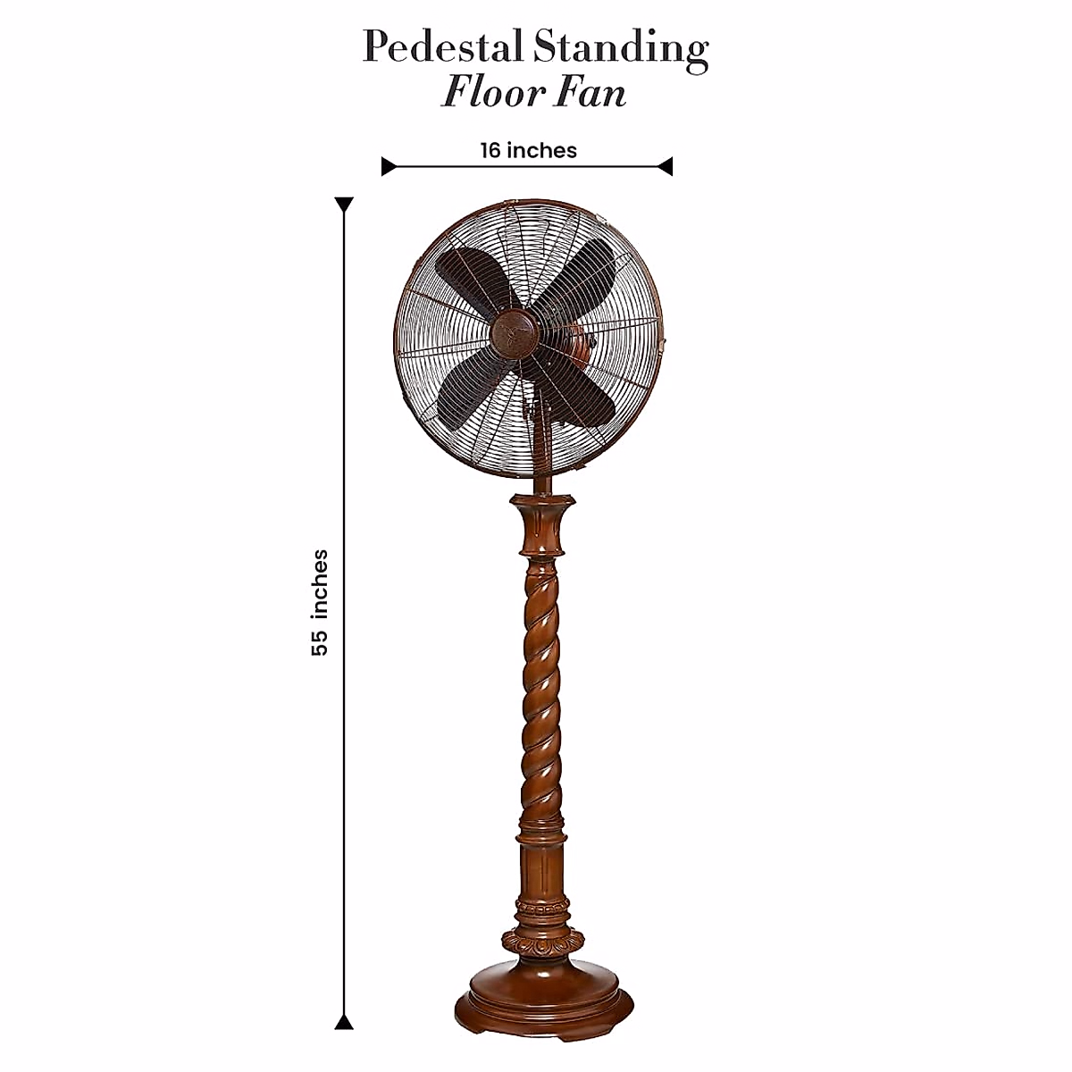 DecoBREEZE DBF0426 Pedestal Standing Floor Fan, 16-Inch, Raleigh