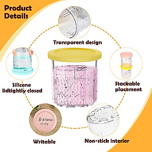 Replacement For Ninja Creami Deluxe Pints and Lids-4 Pack-24OZ Ice Cream Maker Pints Compatible with Ninja NC501 NC500 Series,11-in-1 Creamy Ice cream Containers Cups Dishwasher Safe