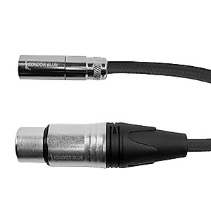 KONDOR BLUE 16" Mini XLR Male to XLR Female Audio Cable for BLACKMAGIC Pocket 4K/6K Camera Video Assist | Pro XLR Adapter for Microphones & Mixers. (Black, 16" | 1 Pack)