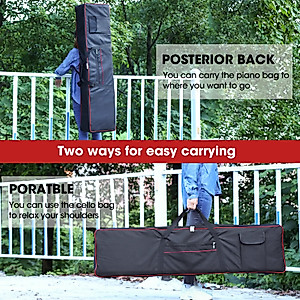 Monkeysell 88 Key Keyboard Case, Keyboard Gig Bag with 2-Pocket Keyboard Bag,600D Durable Oxford Inside Padded Full Coverage Dust for Protect Digital Piano Covers 88 keys 53.5"x13" x 6.7"…