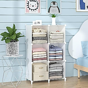 Wolizom Cube Storage Organizer, 6-Cube White Closet Storage Shelves, Modular Units, Closet Cabinet, Portable DIY Plastic Book Shelf Shelving for Bedroom, Office, Living Room (12"X12"X12")