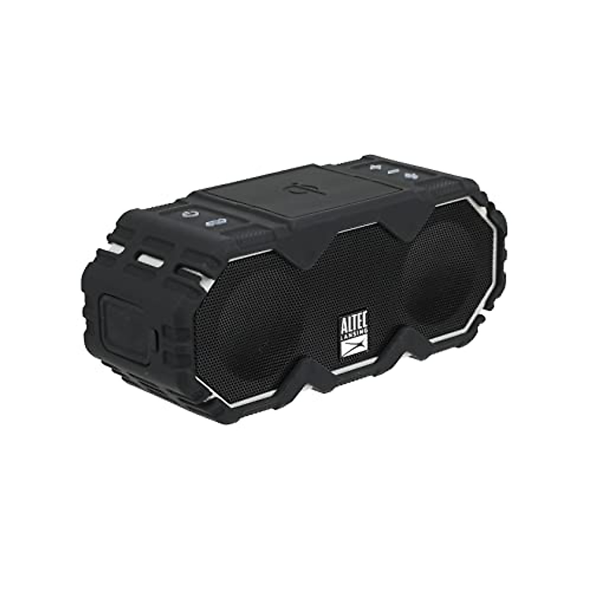 Altec Lansing Mini LifeJacket Jolt Bluetooth Speaker with Qi, Wireless, Waterproof, Portable, Speakers, Loud Volume, Strong Bass, Rich Stereo System, Microphone, 16 Hour Battery, 100 ft Range, Gray
