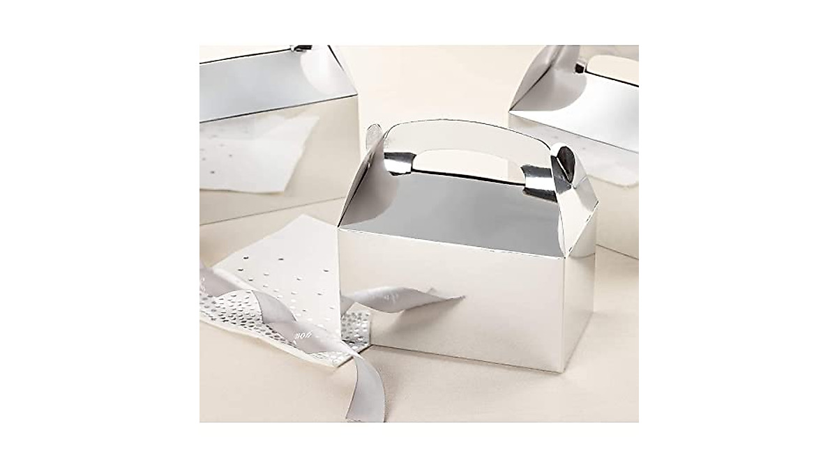 Silver Party Treat Boxes - 24-Pack Gable Gift Favors by Juvale