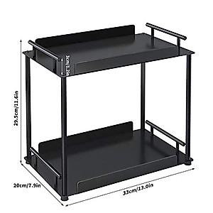 FLE Bathroom Organizer Countertop,2 Tier Bathroom Counter Organizer Kitchen Spice Rack Cosmetic Organizer,Countertop Storage Shelf for Bathroom, Kitchen, Living Room, Bedroom, Dressing Table Black