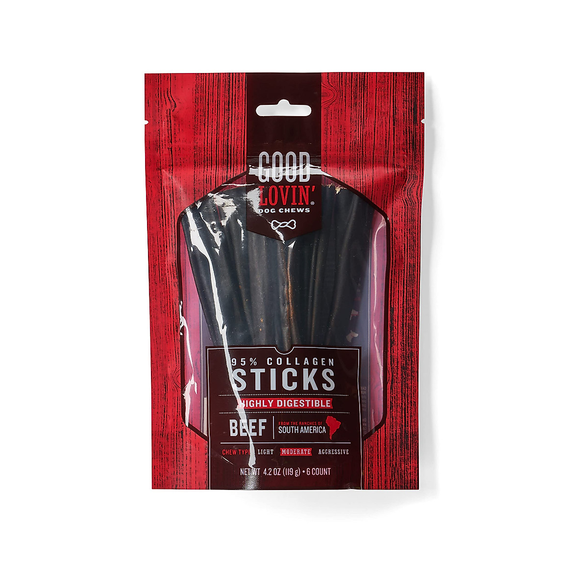 Good Lovin' 6" Beef Bully 95% Collagen Dog Chews 4.2 oz. Count of 6