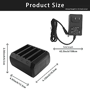4-Slot Battery Charging Cradle with Adapter for Zebra TC51 TC510K TC52 TC56 TC57 Barcode Scanner,Multiport Secure Power Supply