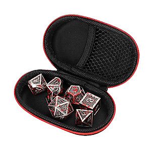 Bloodstained Metal DND Dice Set of 7Pcs with Storage Box, Dragon Scale D&D Dice Set with Oversized D20 for Tabletop Roleplaying Games, Dungeons and Dragons, DND, D&D