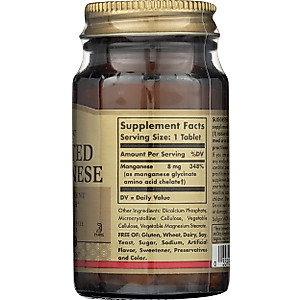 Solgar Chelated Manganese Tablets, 100 Tabs