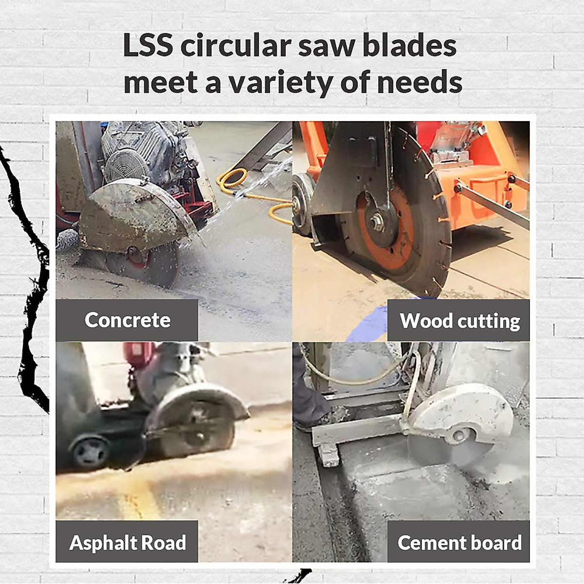 WHIRLWIND USA LSS 14 Inch Diamond Saw Blade,Dry or Wet Cutting Concrete Saw Blades for Sharp Cutting Concrete Marble Granite Brick Masonry,Broadened Cutter Head