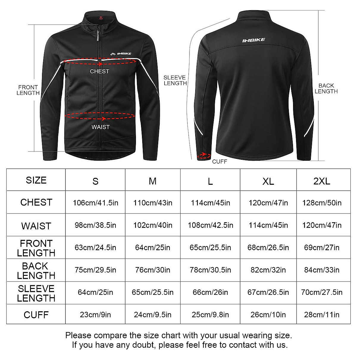 INBIKE Men's Windproof Cycling Bike Jacket Winter Softshell Jackt Windbreaker for Running Hiking Sports Medium