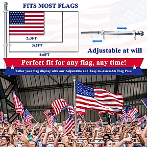 PHITRIC 6 FT Flag Pole for Kit, Tangle Free Spinning Weather Resistant Rustproof Stainless Steel Flagpole Suitable for 3x5 Heavy Garden Flag 1" Dia Flag Pole for House or Outdoor Wall-Mounted
