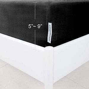 Box Spring Cover Queen Size, Alternates for Bed Skirt, Smooth and Elastic Woven Material Wrap Around 4 Sides of The Box Spring, Wrinkle & Fading Resistant, Washable, Dustproof, Black