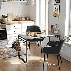 VASAGLE ALINRU Computer Desk, Office Desk with 8 Hooks, for Study, Home Office, Easy Assembly, Industrial Design, 47.2 x 23.6 x 29.5 Inches, Greige and Black ULWD058B02