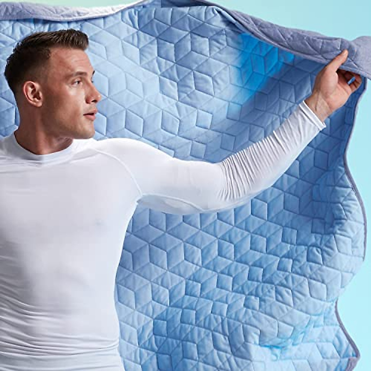 SLEEP ZONE Athletic Cooling Blanket Throw Size (50x60 inches) for Hot Sleepers with Warm Jersey Cotton Side for Winter, Machine Washable Travel Camping Blanket (Blue+Blue)