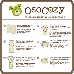 OsoCozy Economy Prefold Cloth Diaper Package - 3 Dozen Infant 4x8x4 Unbleached 100% Cotton Prefold Diapers (7-15 lbs) & 4 One-Size Diaper Covers (2 Blueberry and 2 Green)