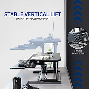 VIVO 32 inch Desk Converter, Height Adjustable Riser, Sit to Stand Dual Monitor and Laptop Workstation with Wide Keyboard Tray, Black, DESK-V000K, 32"