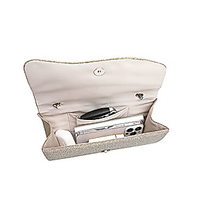 Dreubea Clutch Purse Evening Shoulder Bag for Women, Wedding Party Crossbody Bag with Chain Gold