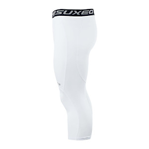 ARSUXEO Men's 3/4 Running Compression Tights Capri Pants K75 White Size Medium
