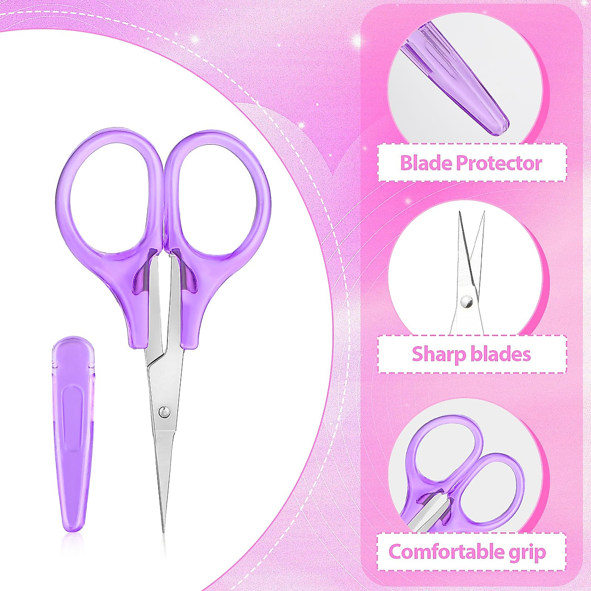 10Pcs Small Scissors All Purpose Stainless Steel Detail Scissors with Protective Cover Mini Detail Craft Scissors Straight Fine Tips Sewing Scissors Tiny Scissors for Embroidery Knitting Paper Cutting