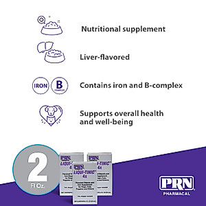 PRN Pharmacal Liqui-Tinic 4X - Iron & Vitamins Oral Nutritional Supplement for Pets- Liver-Flavored Supplement with Iron & B-Complex Vitamins to Support Wellness - 2 fl oz (3 Pack)