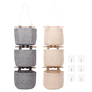 2 Pack Wall Hanging Storage Bag , with 6 Pockets Multi-Function Storage PINK