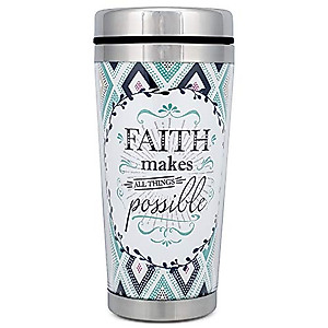 Elanze Designs Faith All Things Possible 16 Oz Stainless Steel Travel Mug with Lid