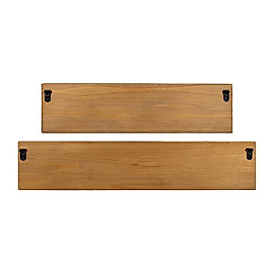 Stratton Home Decor Set of 2 Boho Textured Ledge Floating Wall Shelves Utility, Natural Wood
