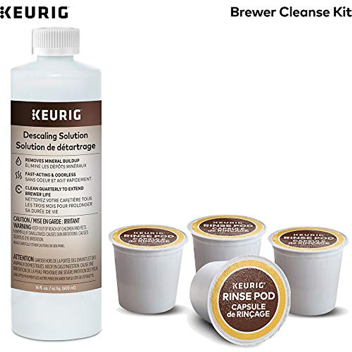 Keurig Brewer Cleanse Kit For Brewer Descaling and MaintenanceIncludes Descaling Solution & Rinse Pods, Compatible with Keurig Classic/1.0 & 2.0 K-Cup Pod Coffee Makers, 5 Count
