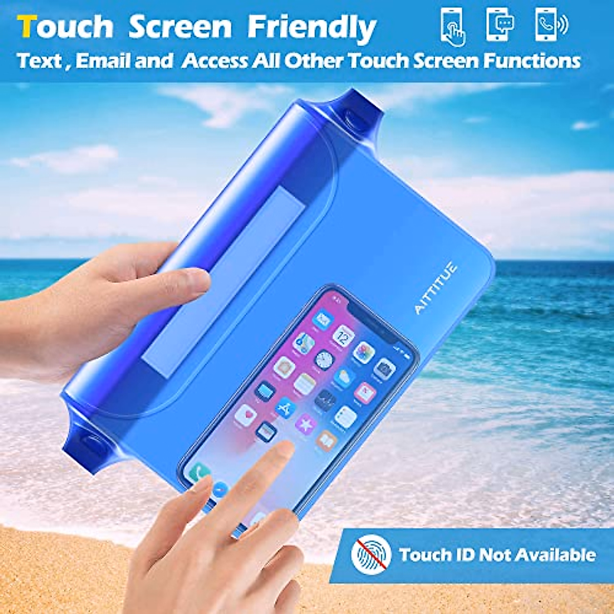 Aittitue Waterproof Fanny Pack Beach Essentials :3 Large Water Proof Phone Pouch Protector with Strap - Small Dry Bag Case Wallet Key Holder for iPhone Plus Samsung Galaxy for Swimming Kayaking Pool