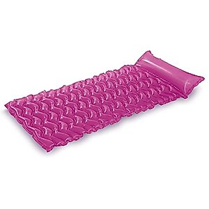 Intex Tote 'N Float Wave Mat Durable Vinyl Floating Inflatable Swimming Pool Lounger with Built-in Pillow Rest, 1 Float, Color Varies
