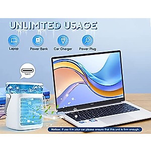 Chill2.0 Mini Air Conditioner with 700ML, Portable Air Conditioner, Evaporative Air Cooler, 3 Speeds Personal Space Cooler Humidifier, Small Portable AC Desk Spray Fan for Home Office Room