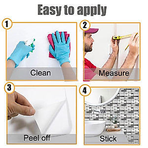 12-Sheet White Peel and Stick Wallpaper, Subway Tile 6''x12'' Self Adhesive Wall Tiles Waterproof PVC Stick on Backsplash Vinyl Decorative Tiles Stickers for Kitchen Bathroom